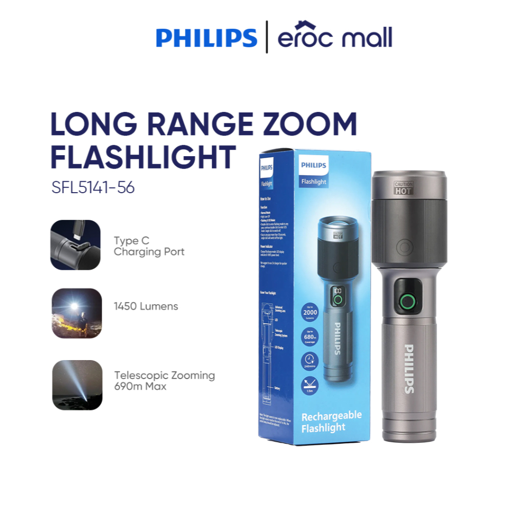 Philips Aircraft Aluminium Alloy Long Range Zoom LED Rechargeable ...