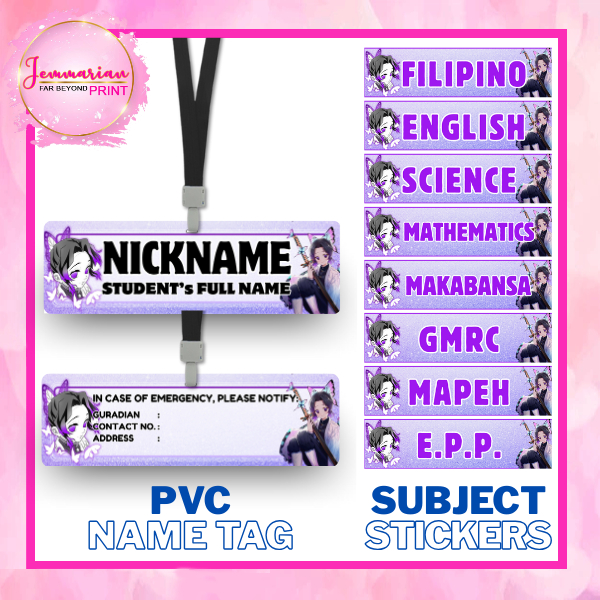 NAME TAG & SUBJECT STICKERS (shinobu design) | Shopee Philippines