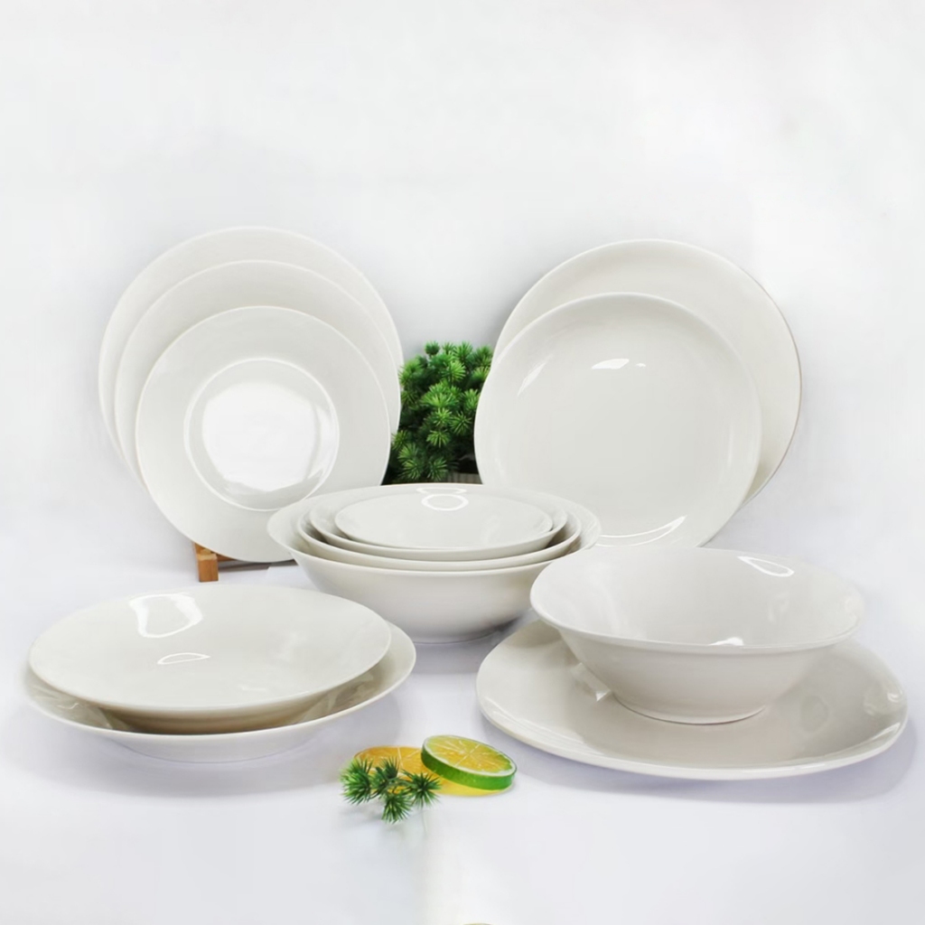 LS*White Porcelain Dining Plates/Fruit plate/Soup Plate/Bowl/Saucer ...