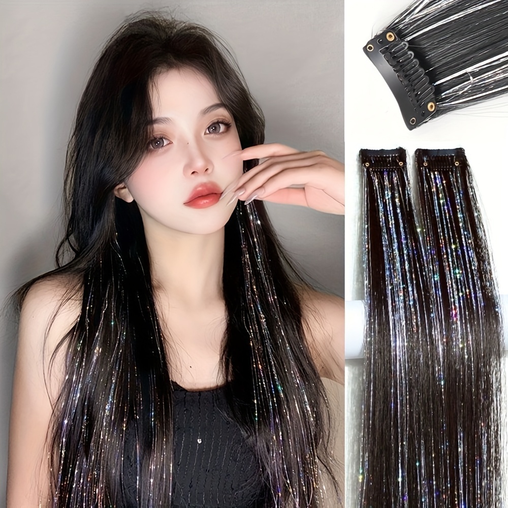 1pc/Glitter Hair Clip Extensions | Removable Sparkle Tinsel for Party ...