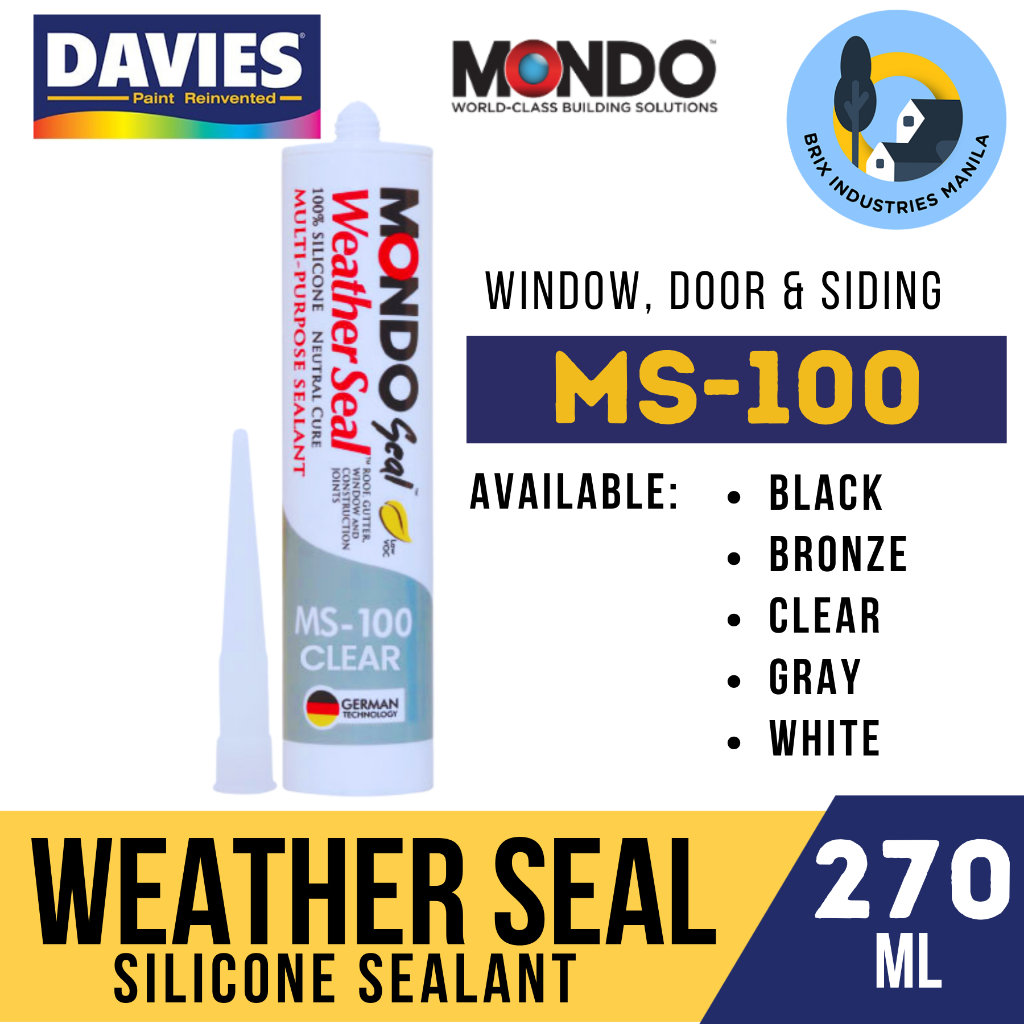 Mondo Seal Weather Seal Silicone Sealant 300ml Black Bronze Clear Gray White Neutral Cure ...