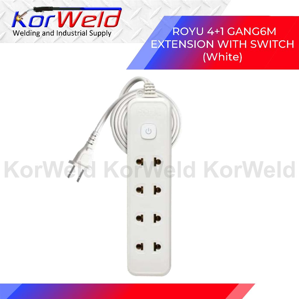 ROYU 4+1 Gang 6M Extension with Switch (White) | Shopee Philippines