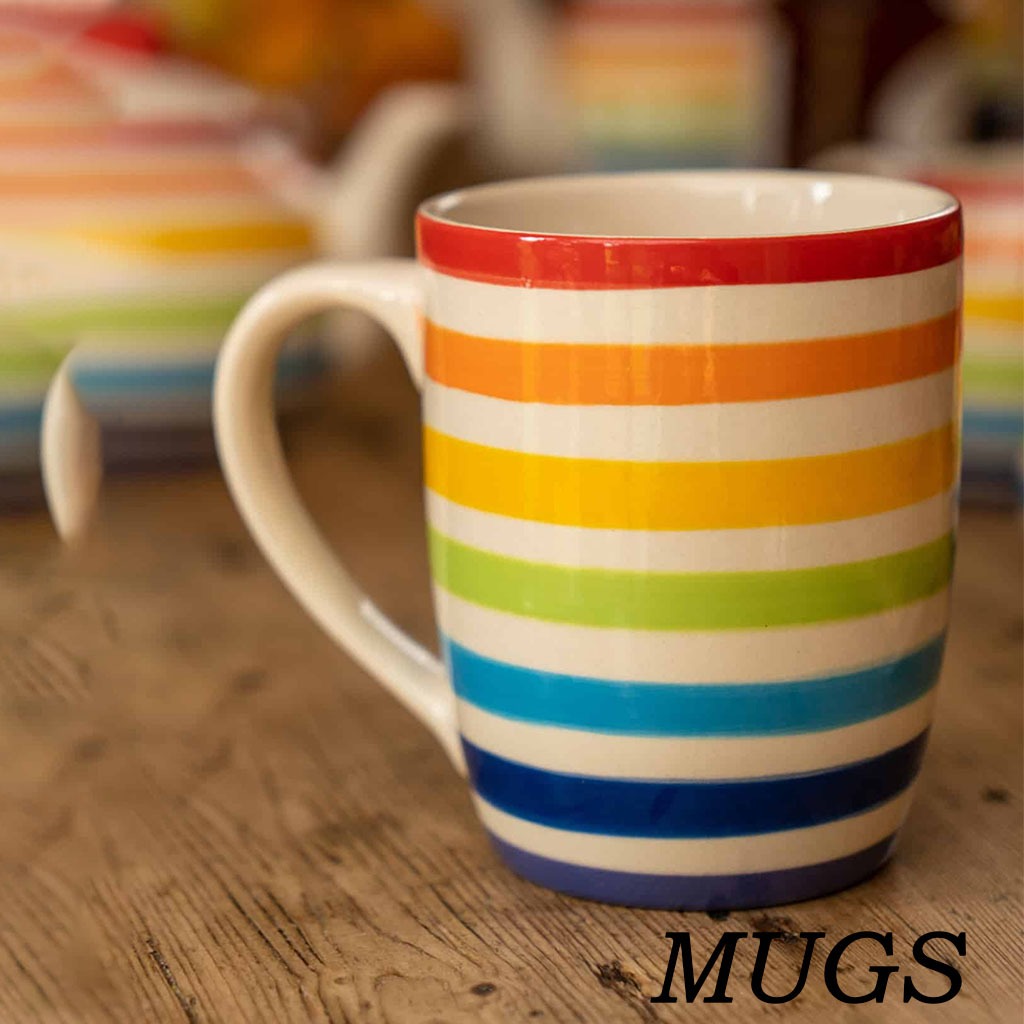 Coffee Mugs Hand Printed Mugs Stripe Colorful Mugs Tea Mugs Cute ...
