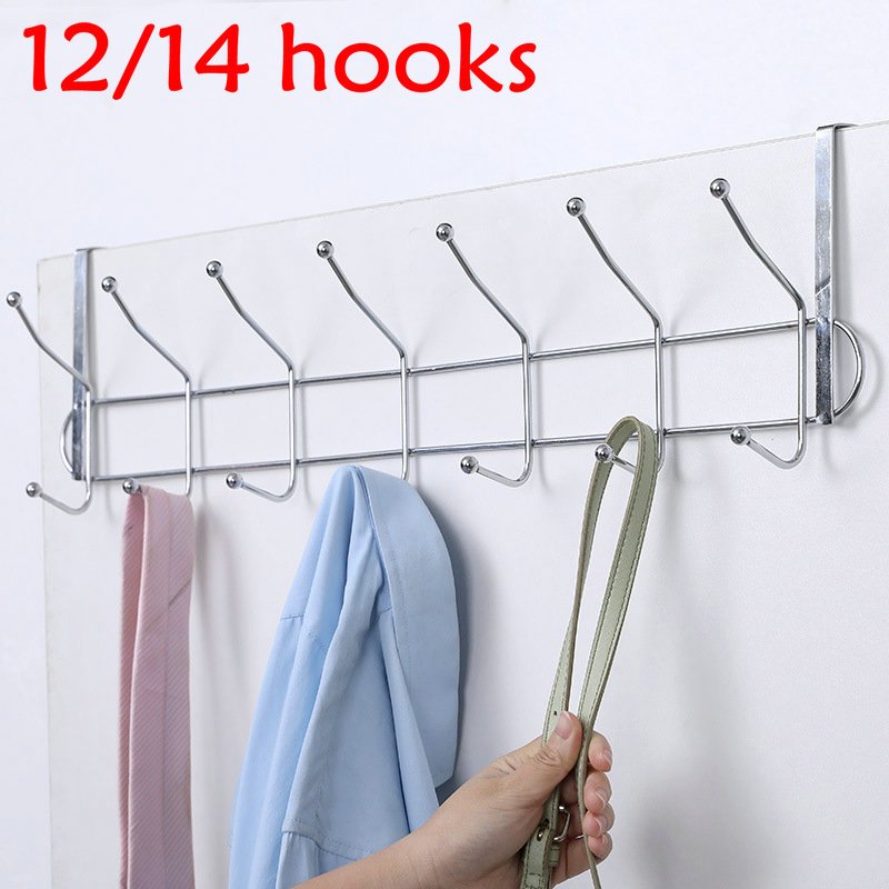Stainless Steel Door Back Hook 12/14 Hooks Hanger with Double-Layer ...