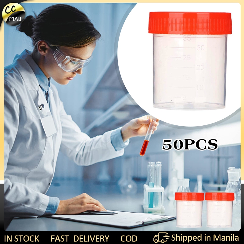 50 pcs Screw Specimen Cup urine cup stool container urine/sputum/sample ...