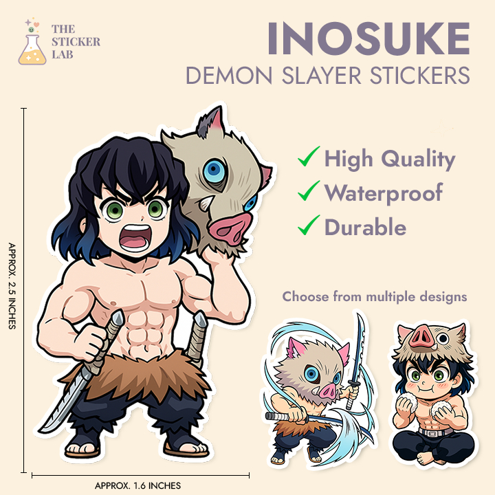 The Sticker Lab - Demon Slayer Stickers 10Pcs - INOSUKE (High Quality ...