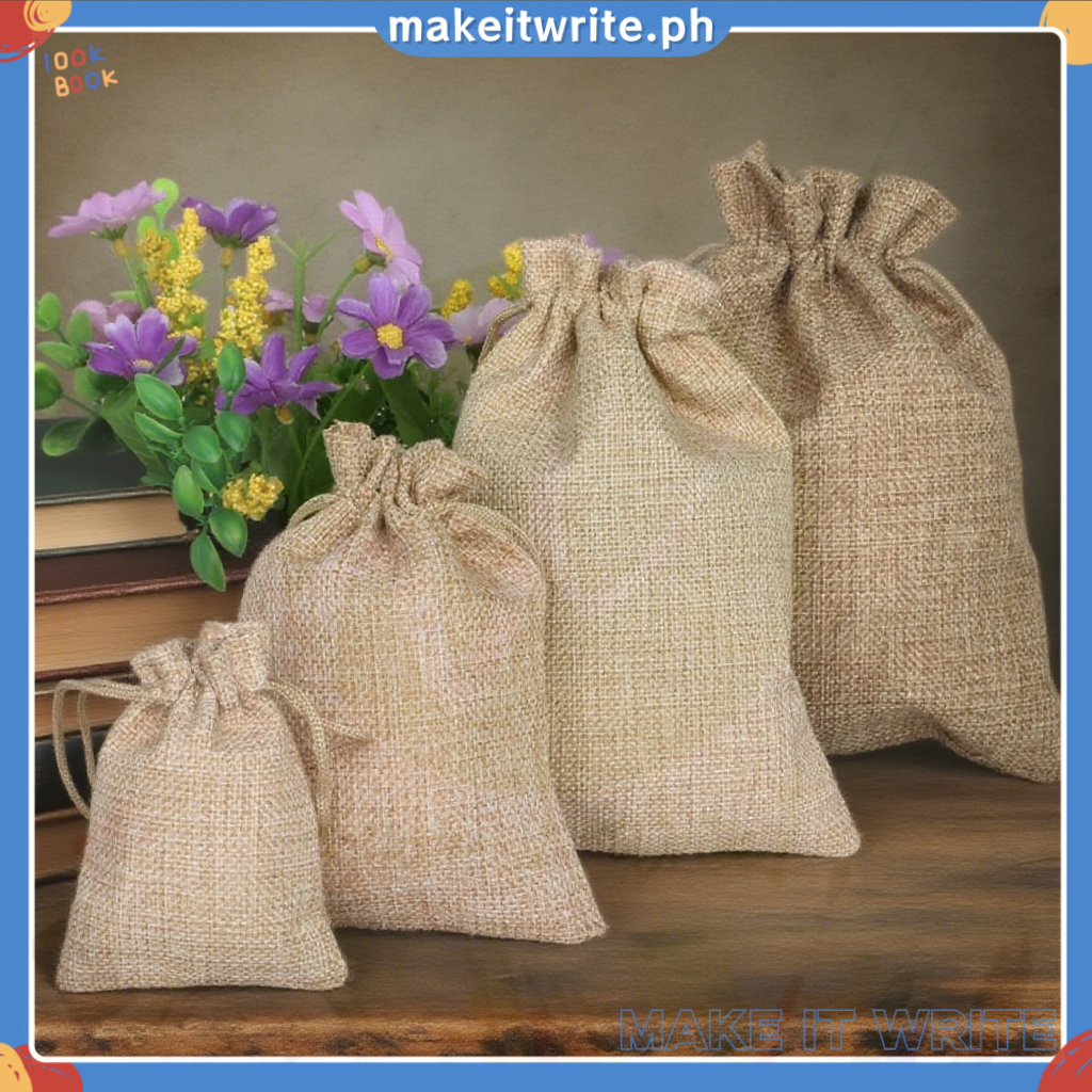 Burlap Drawstring Pouch Plain Linen Gift Bag Jute Storage organizer ...