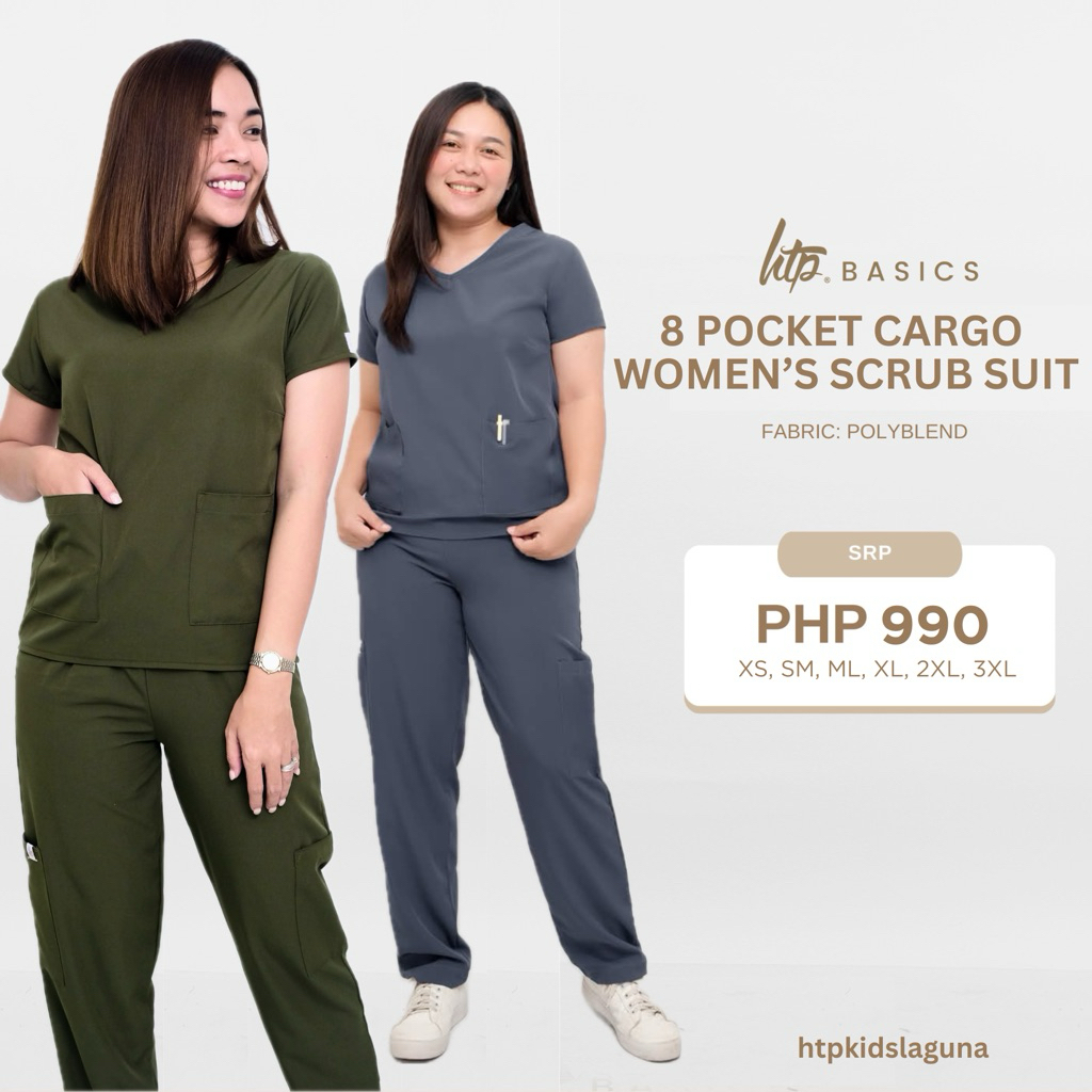 HTP Basics 8 Pocket Cargo Women’s Scrub Suit | Shopee Philippines
