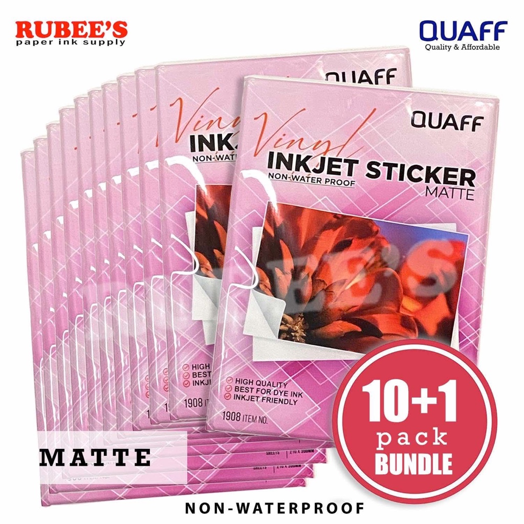 QUAFF INKJET PRINTABLE VINYL STICKER MATTE 10+1(NOT waterproof ...