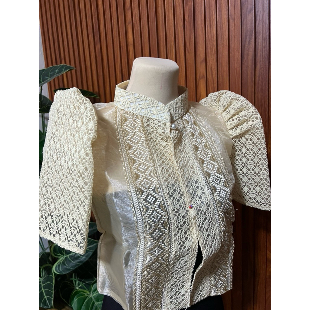 MODERN FILIPINIANA BLOUSE CROP TOP EMBRO WITH ETHNIC And SPIDERNET ...