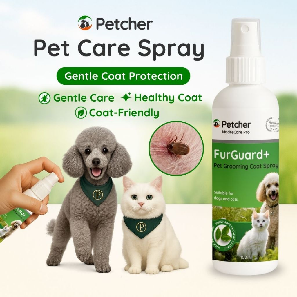 Petcher FurGuard Pet Grooming Coat Spray 100ml Pet Care and Itchy Skin ...