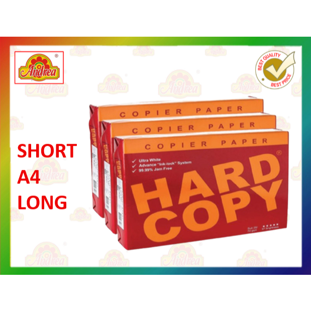 HARD COPY 70GSM (SHORT / A4 / LEGAL ) 500 SHEETS | Shopee Philippines