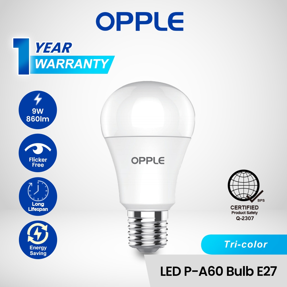 LED EcoMax1 LED Bulb E27 A60 9 watts Tunable white Tri-Color, Warm ...