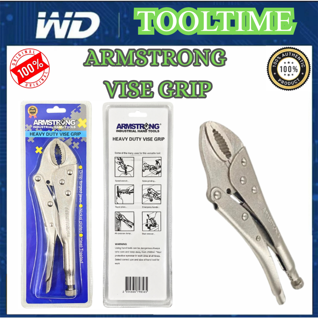 Armstrong Straight Curved Jaw Vise Grip Round Long Locking Pliers ...