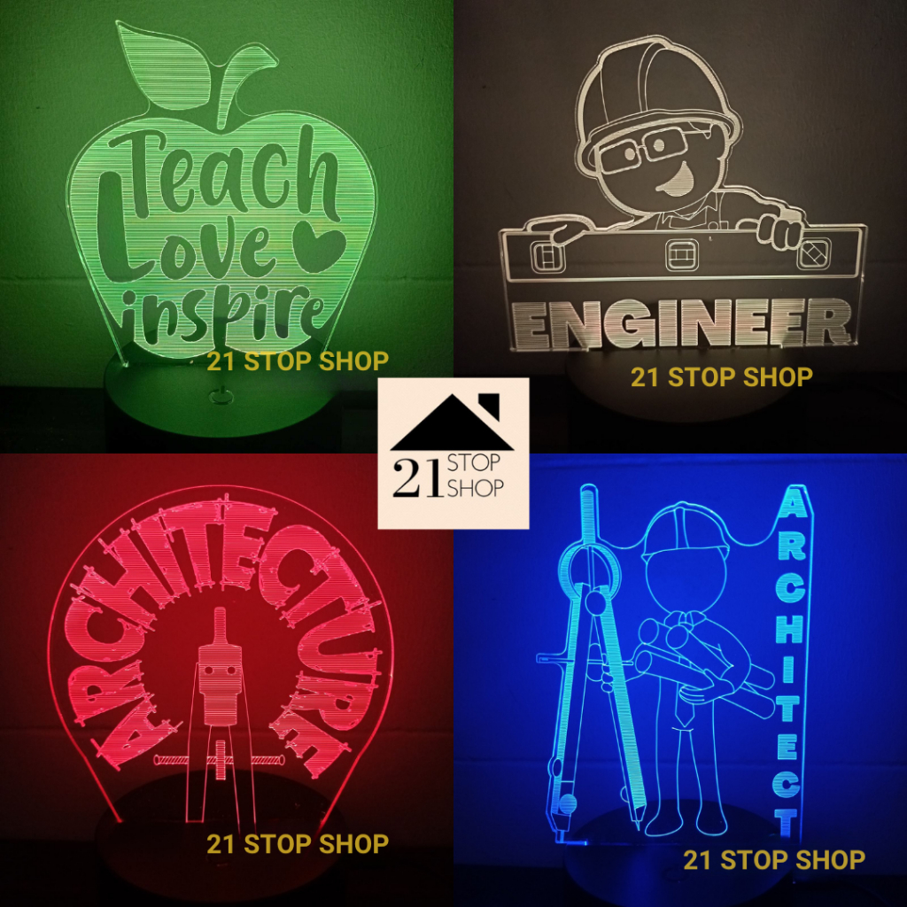 21SHOP Profession Teacher Architect Engineer 3D Acrylic LED Lamp Night ...