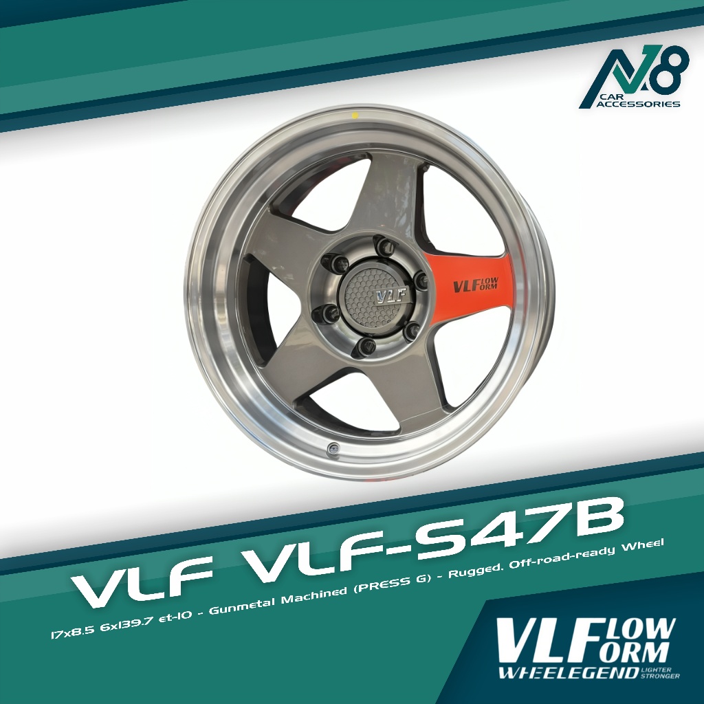 VLF VLF-S47B 17x8.5 6x139.7 et-10 Gunmetal Machined (PRESS G) Genuine ...