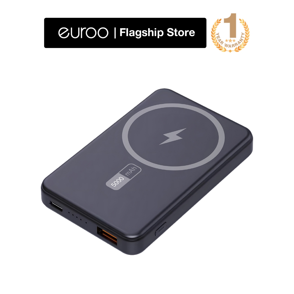 EUROO EPB-2550 Magnetic Wireless Power Bank with USB Type C Input ...