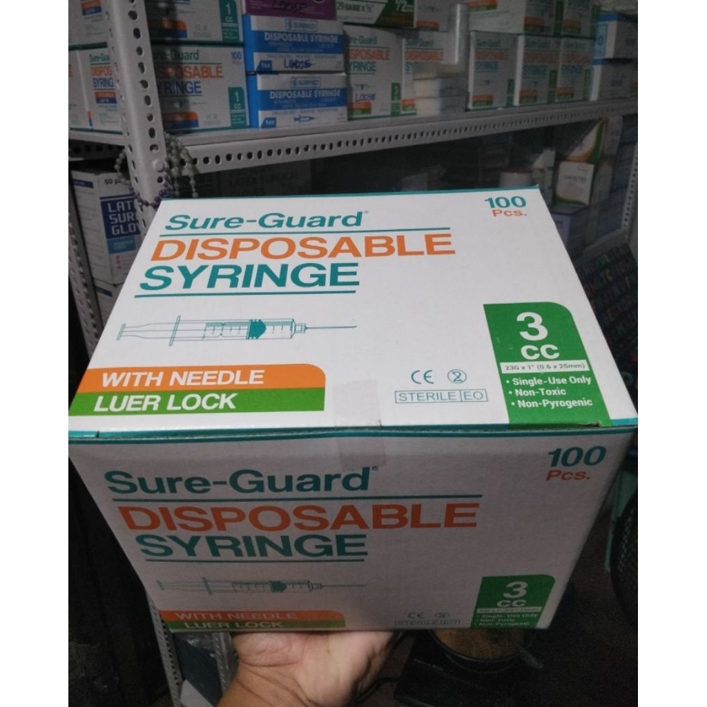 3cc Disposable Syringes with needle Sure-Guard (1 box 100's ) | Shopee ...