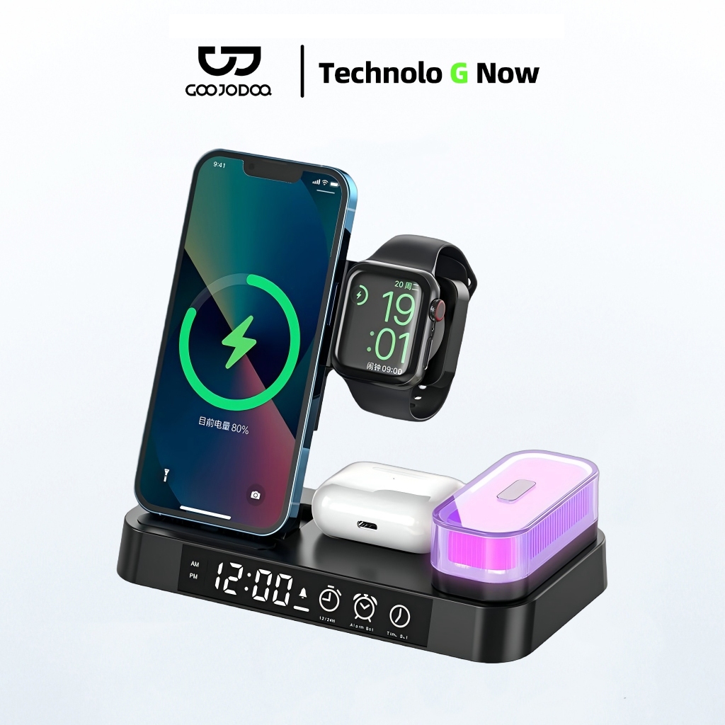 GOOJODOQ Wireless Charger for iphone iWatch airpods Fast PD Charging ...