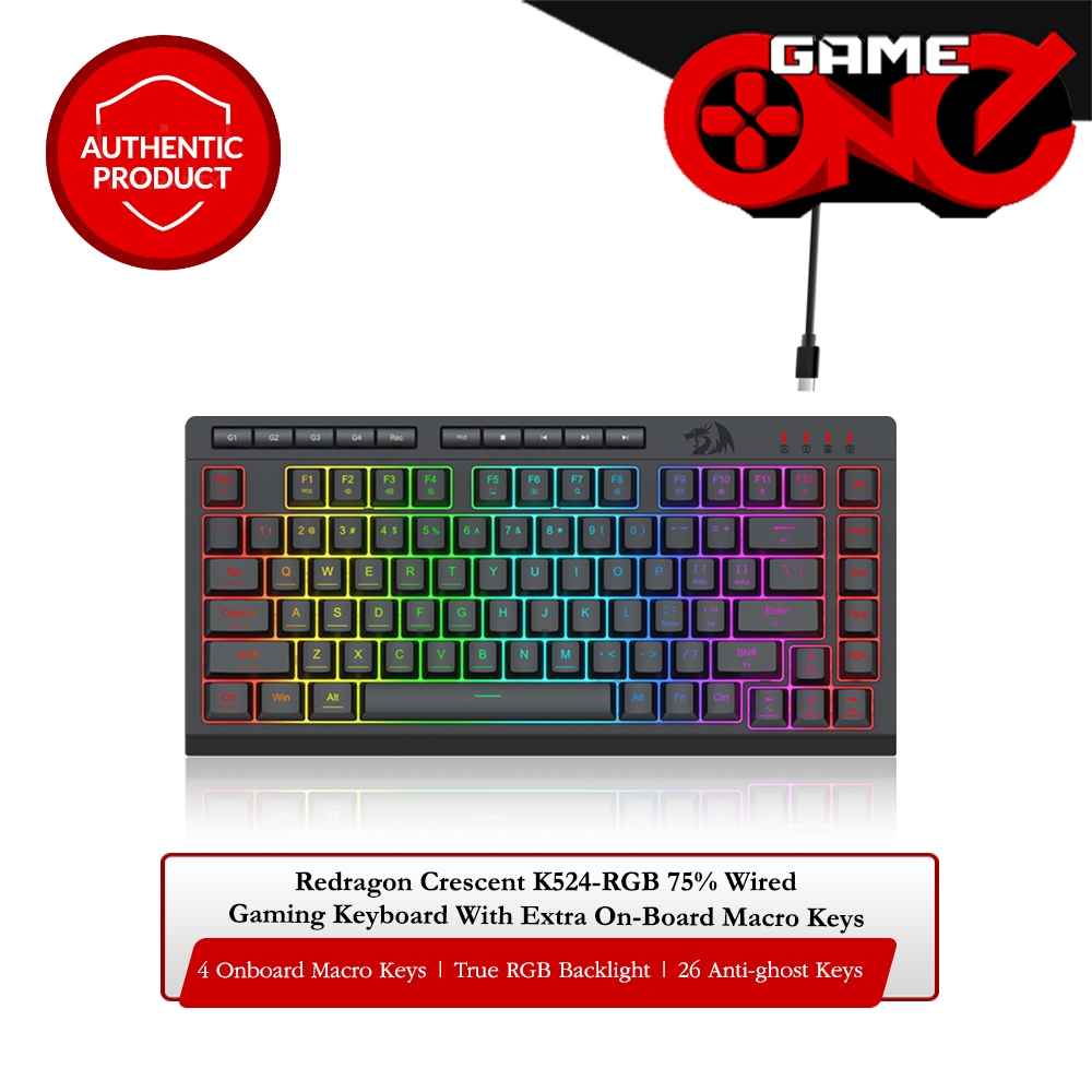 Redragon Crescent K524-RGB 75% Wired Gaming Keyboard With Extra On ...