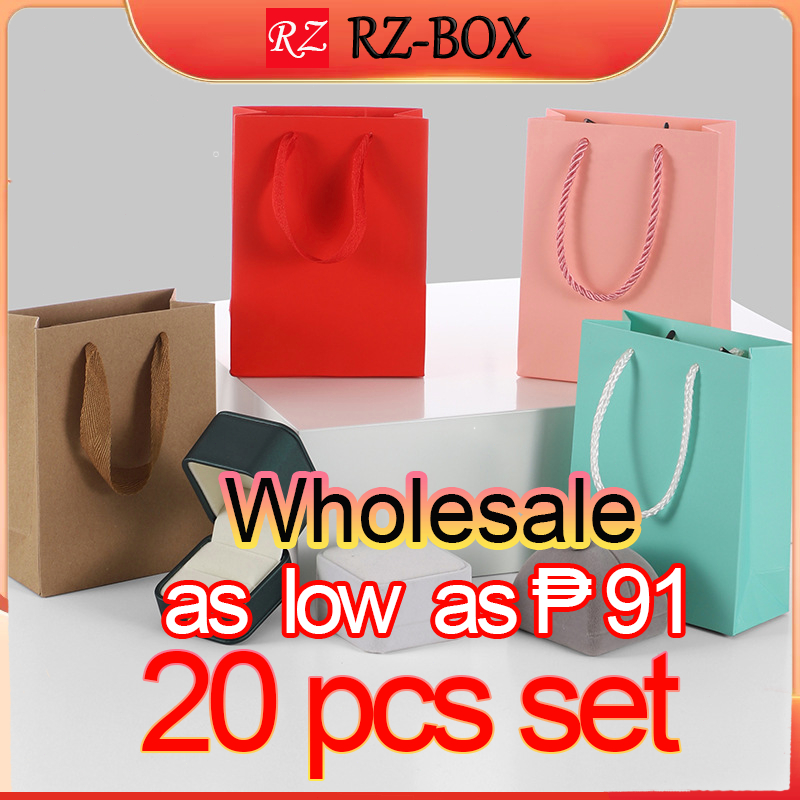 20PCS Set Gift Bag with Handles Craft Package Paper Gift Box Jewelry ...