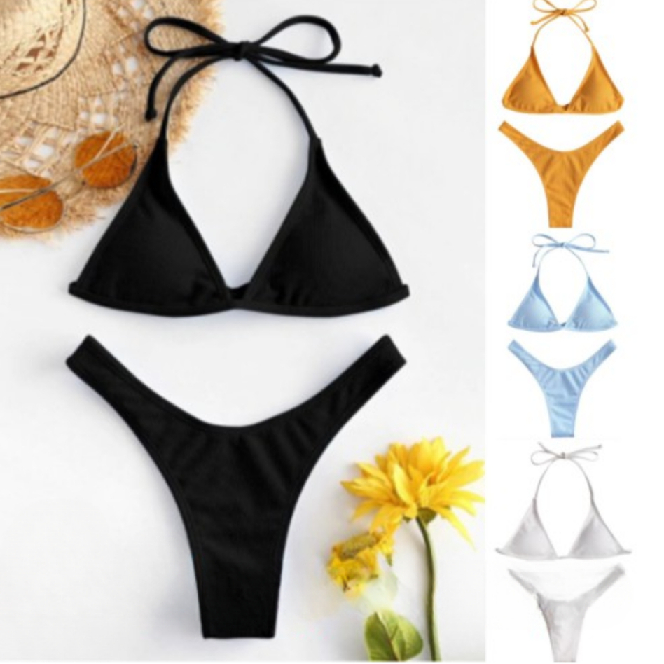 Basic Brazilian Bikini Swimwear Two Piece Swimsuit Beach Wear | Shopee ...