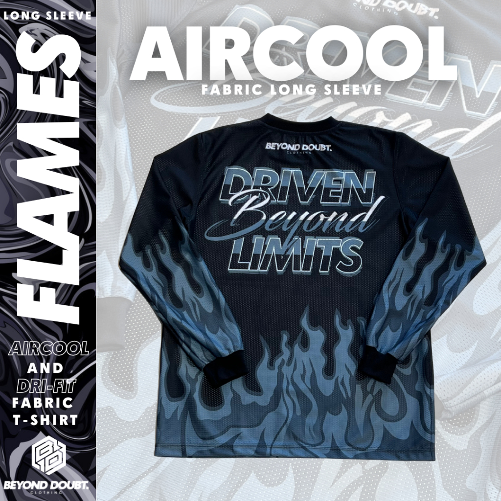 LONG-SLEEVES- "FLAMES” Design AIRCOOL Moto Jersey - BEYOND DOUBT ...