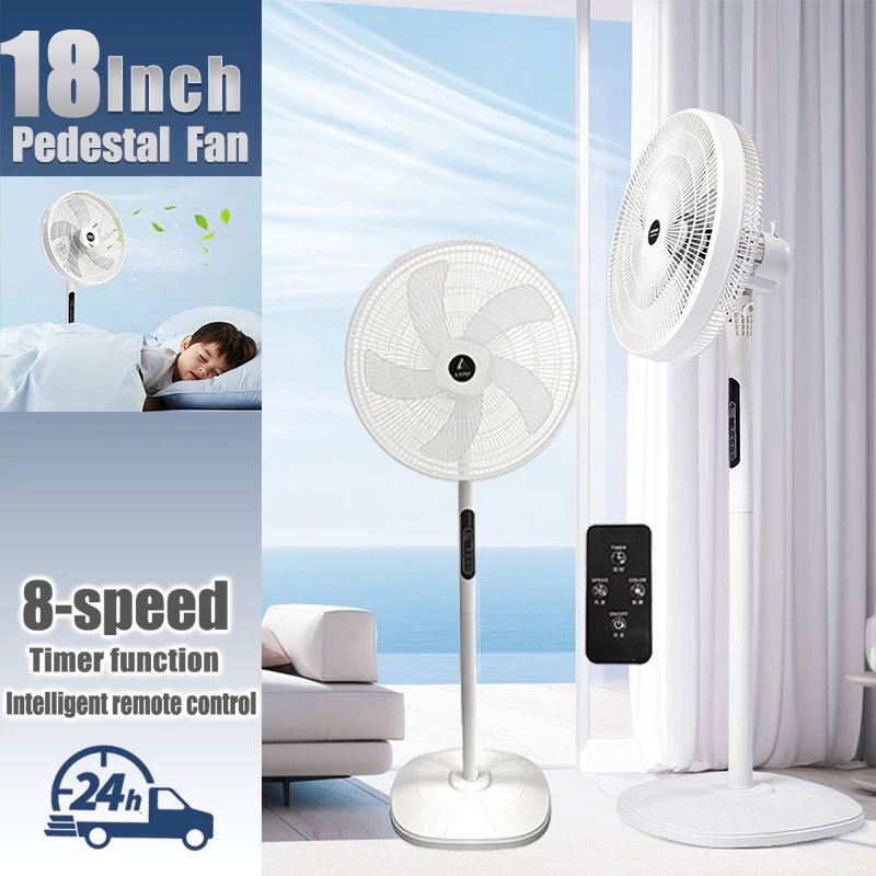 electric fan stand fan 18” with Remote Control – 8-Speed, 7 Blades, 9 ...