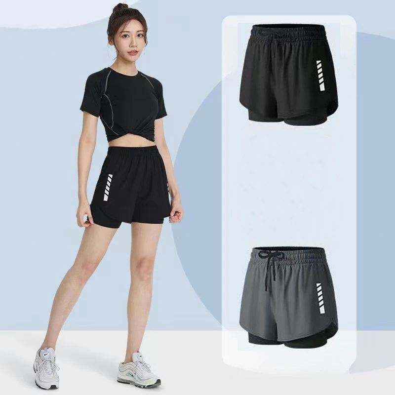 Women Sports Dri-Fit Shorts With Cycling Taslan Shorts Running/Yoga/Gym ...