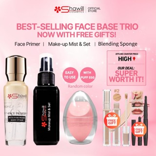 Shawill Face Primer + Setting Spray + Beauty Sponge Makeup Set | Shopee ...