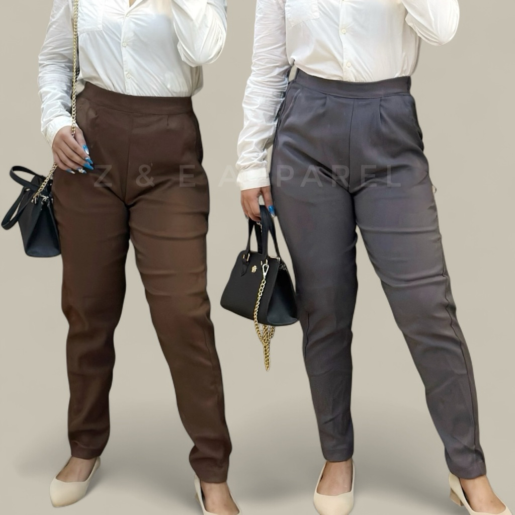 Casual High Waist Slim Fit Trouser Pants for Women w/ 2 Side Pockets ...