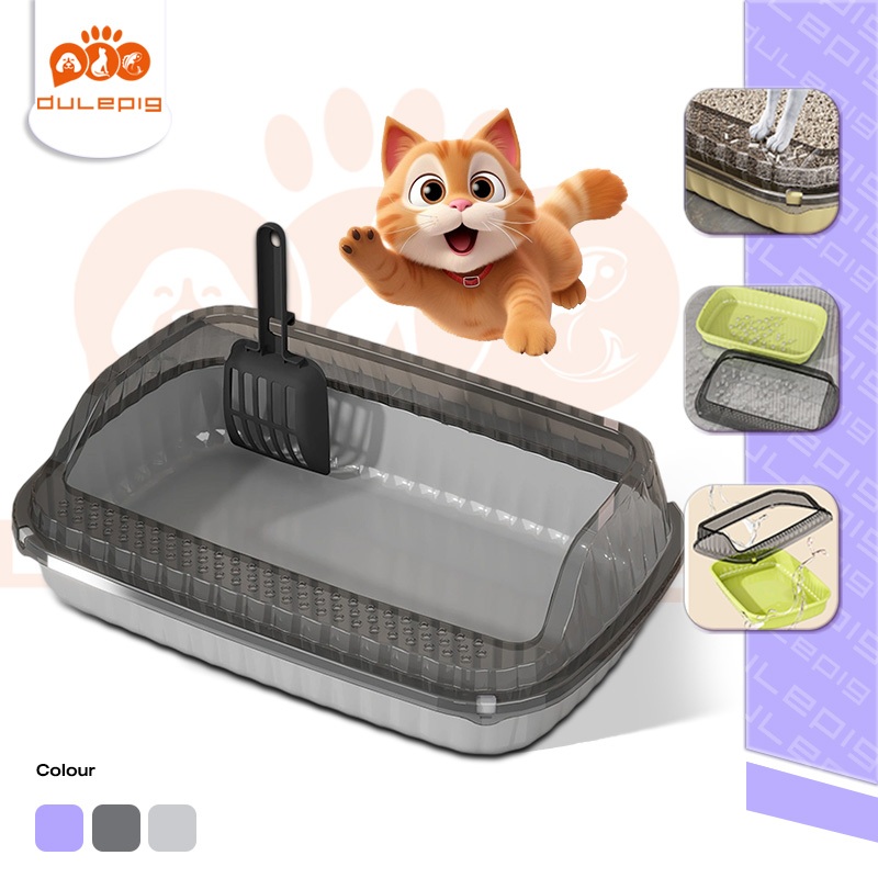 Cat Litter Box With Scoop Open Kitten Litter Box Portable Cat Toilet ...