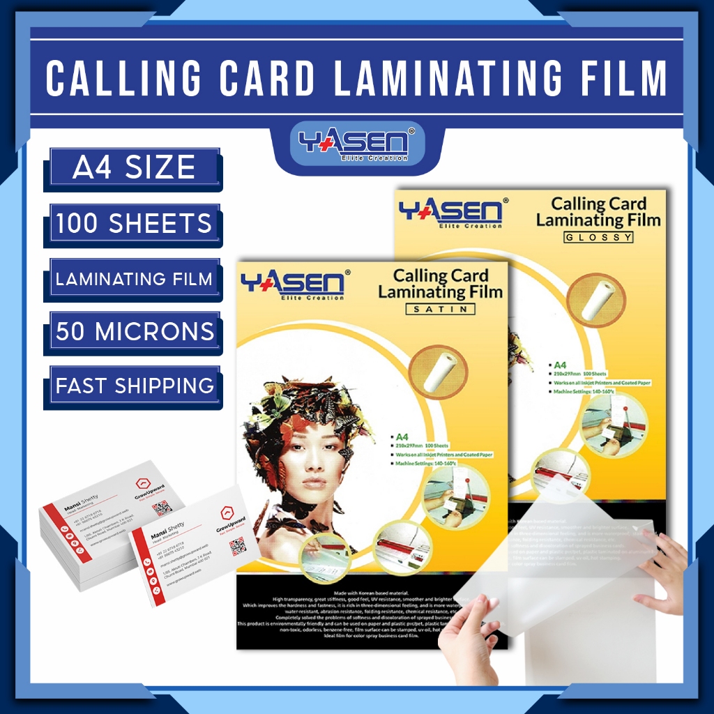 YASEN Calling Card Laminating Film A4 Size 30 Microns Hot Lamination ...