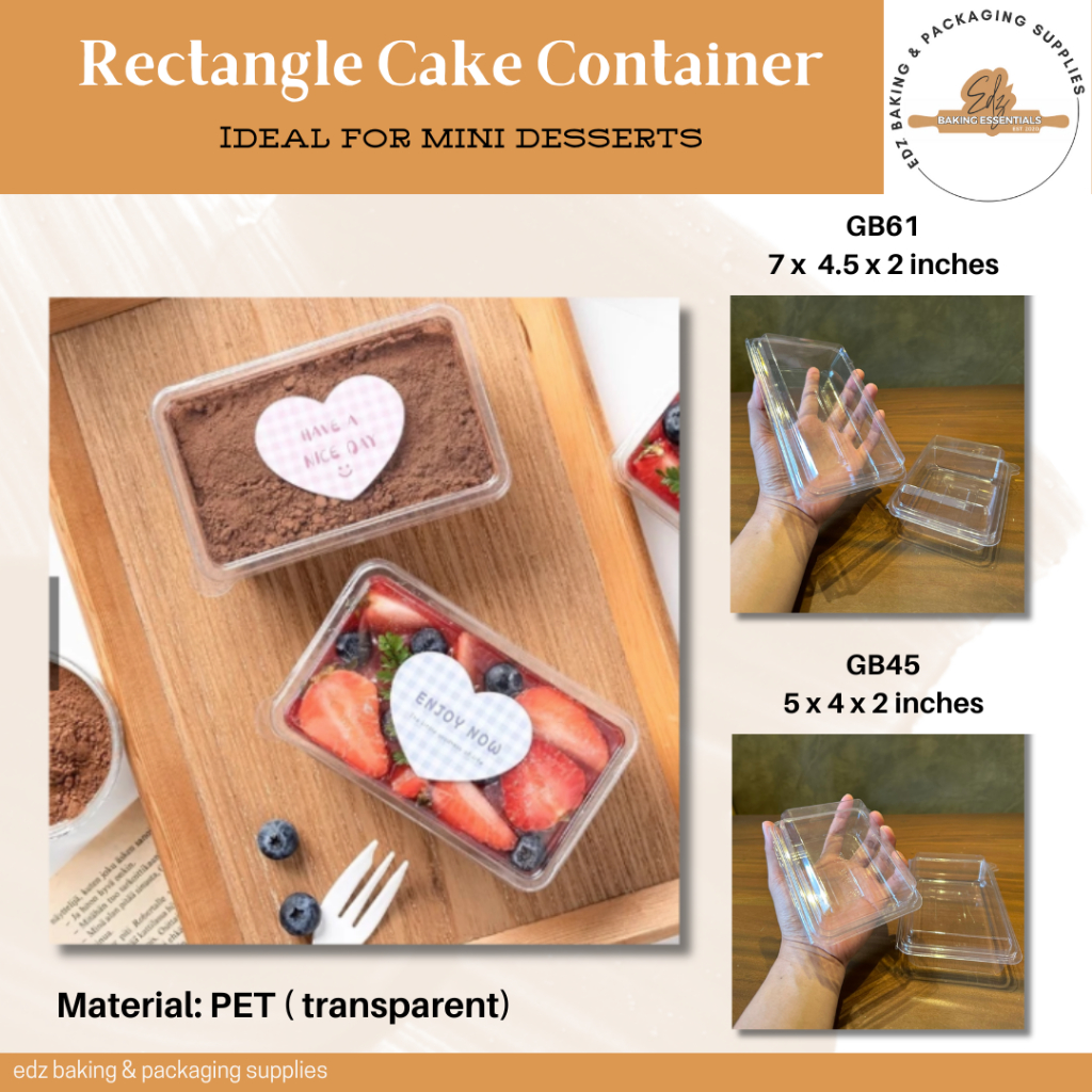 Rectangle Clear Dessert Plastic (PET) Container 25pcs | Shopee Philippines