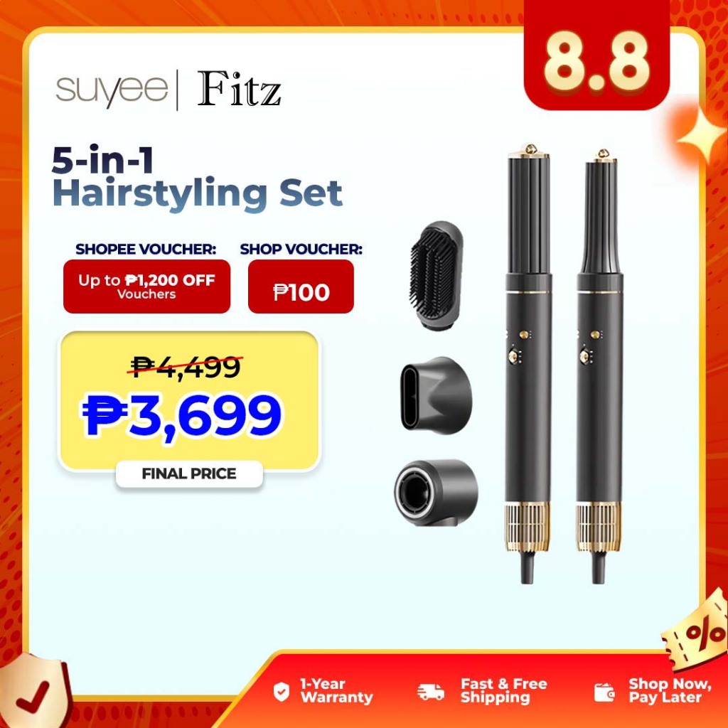 Fitz 5-in-1 Hair Styling Set Drying & Curling Smart Heat Control ...