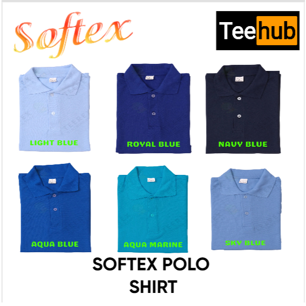 SOFTEX PLAIN POLO SHIRT SHADE OF BLUE FOR MEN AND WOMEN | Shopee ...