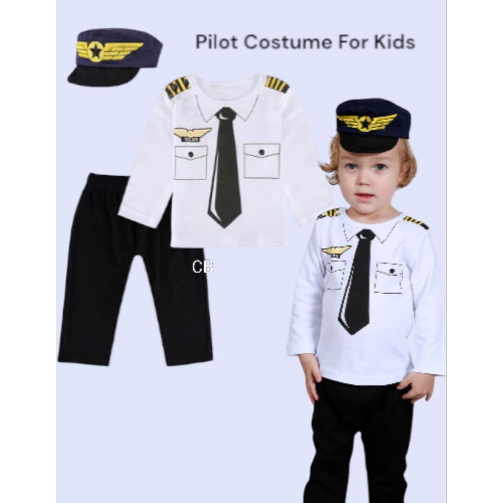 Career Pilot Costume For Kids 3in1 sets Long sleeve,Pants Cap | Shopee ...