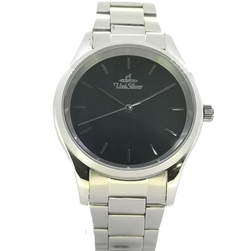 UniSilver TIME Women's Silver/Metalic Glossy Black Dial Analog ...