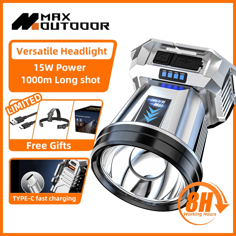 Headlamp Flashlight Rechargeable Waterproof 1000m High Beam Led Outdoor ...
