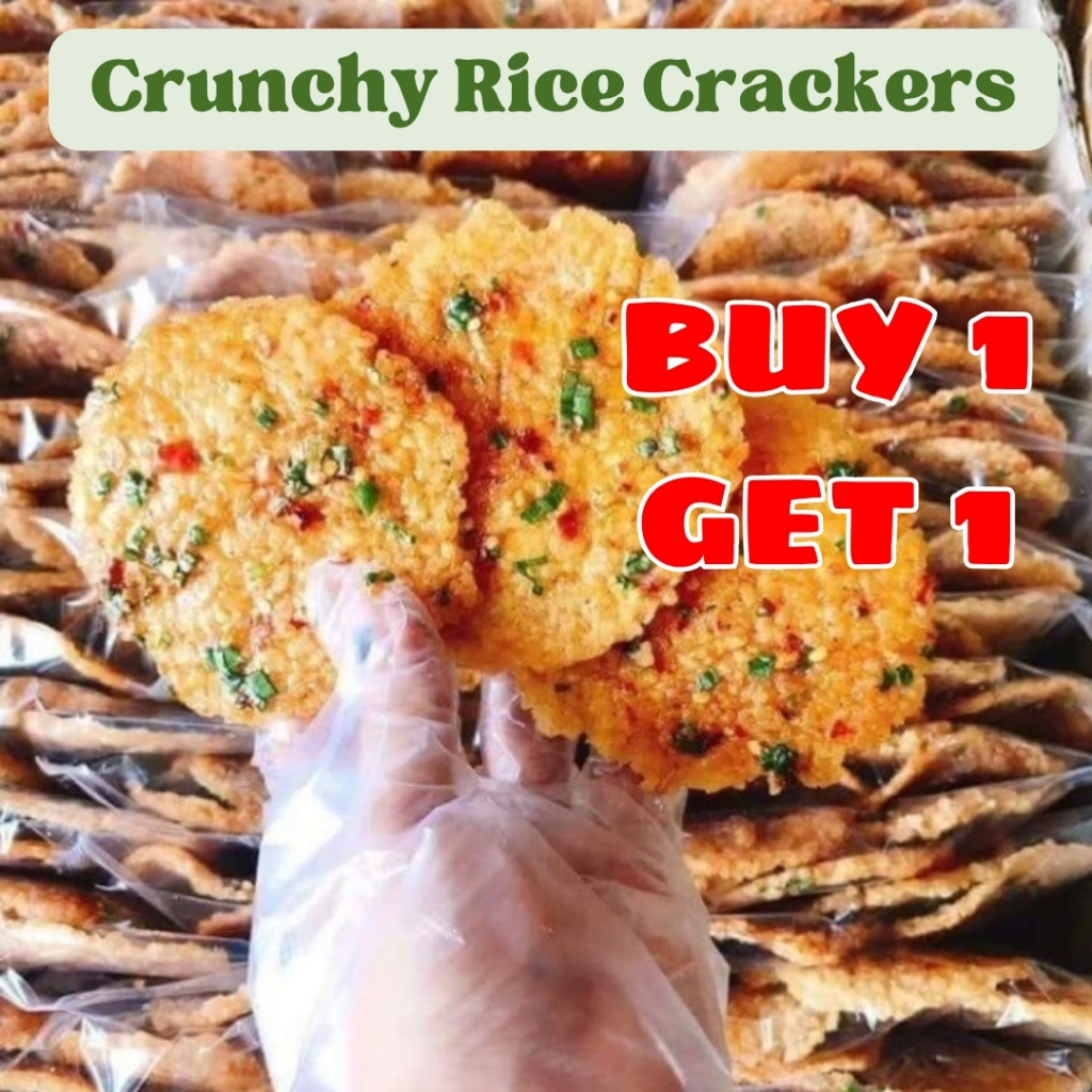Crunchy Rice Crackers with Garlic & Sweet-Salty Sauce Healthy Snack ...