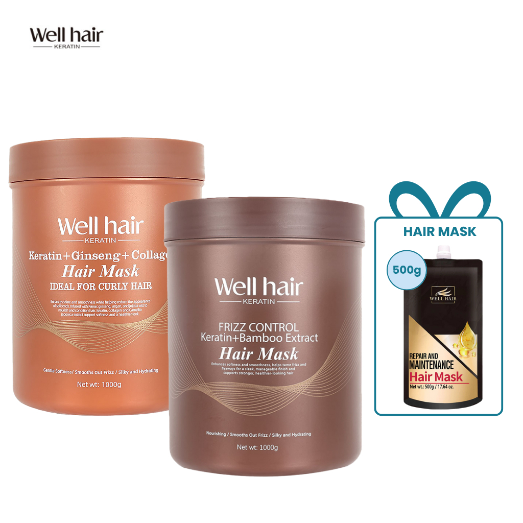 Well Hair Keratin Hair Mask Rich in Ginseng Collagen Repair Damage ...