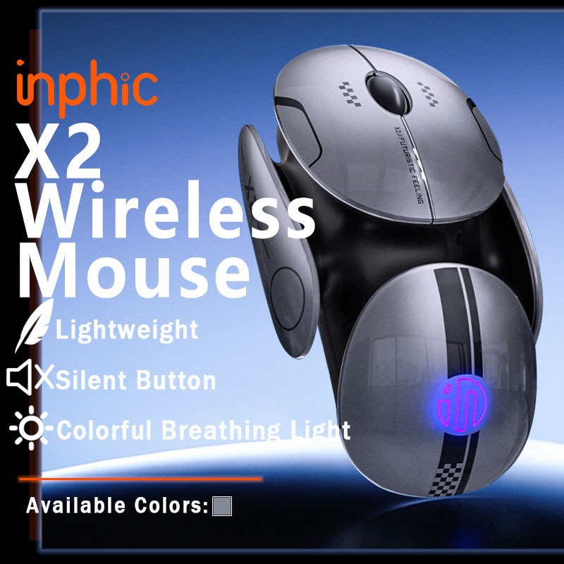 Inphic Tri-Mode Mouse Wireless Rechargeable 2400dpi Silent RGB ...