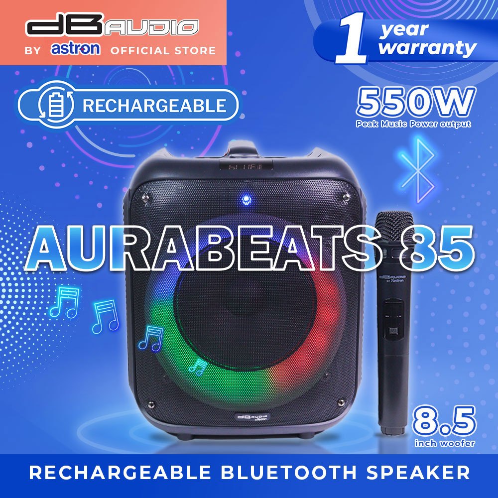 DB Audio by Astron AURABEATS85 Portable Rechargeable Bluetooth Speaker ...