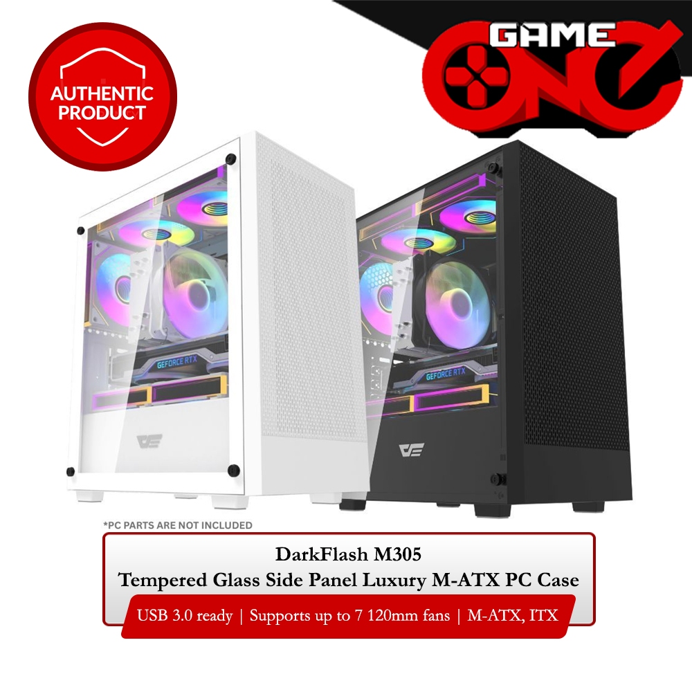 DarkFlash M305 Tempered Glass Side Panel Luxury M-ATX PC Case | Shopee ...