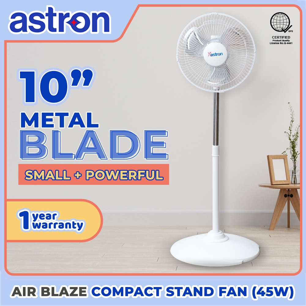 Astron AIRBLAZE 10” Electric Stand Fan - White | Heavy-Duty Metal Blade ...