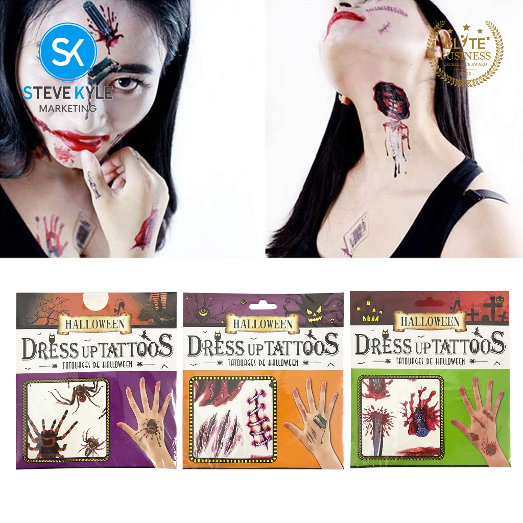 Steve Kyle Realistic Halloween Temporary Tattoo Stickers Scary Nail ...