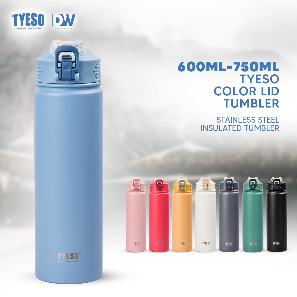 TYESO 600ml-750ml Color Lid Sports Vacuum Insulated Stainless Steel Tumbler Drinking Flask ...