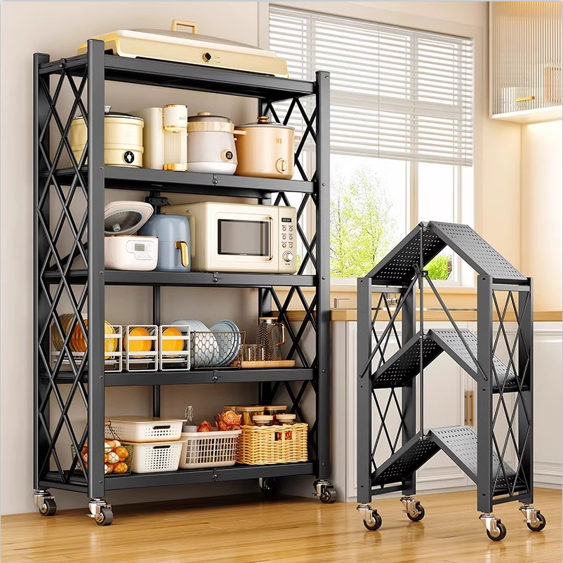 【Foldable】Kitchen Rack organizer Foldable Rack 5 layer Metal Rack steel ...