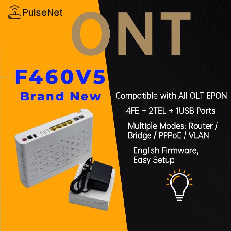 Brand New ZTE F460 V5 EPON ONU Modem – 4GE + 1 POTS + 1 USB + WiFi ...
