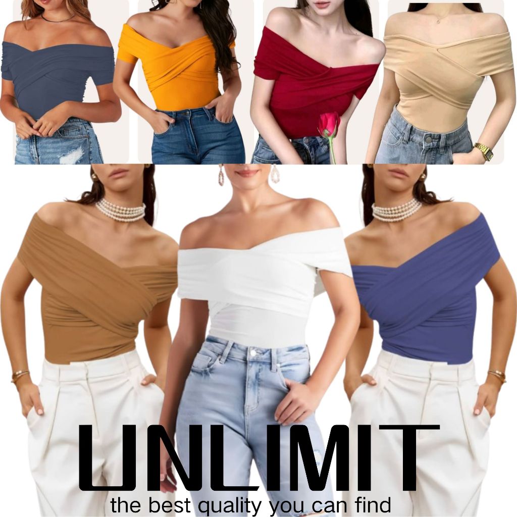 Buy 1 Take 1 Off Shoulder Trending Top Front Cross Short Sleeves Tops ...
